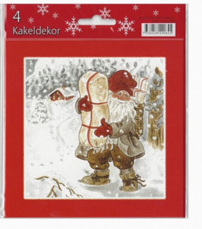 Kakeldekor: Tomte med paket - Julpynt - Jul